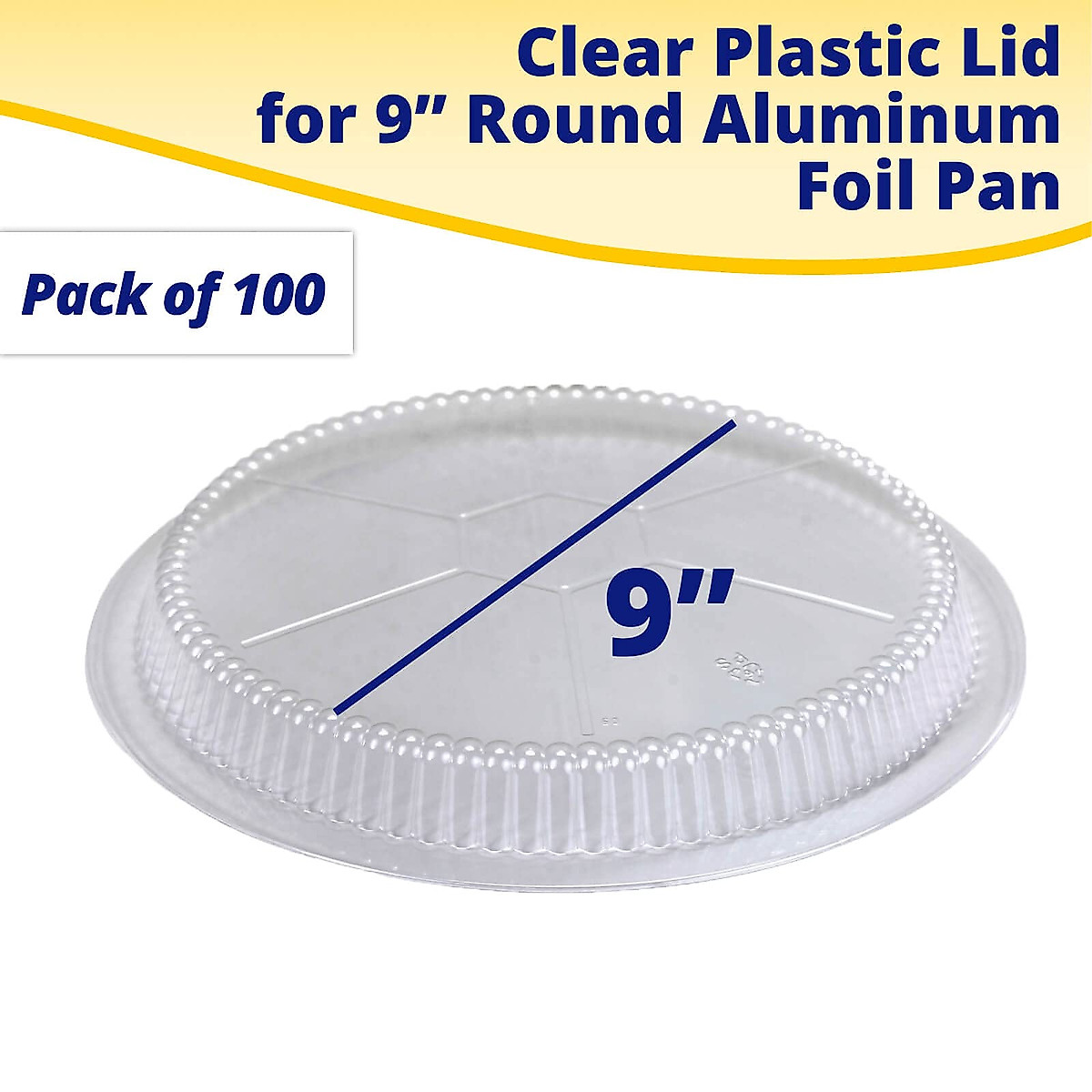IDL Packaging 9" Round Dome Lid for Aluminum Foil Pan (Pack of 100) - Clear Plastic Lid for 9" Aluminum Container - Disposable Aluminum Pans Cover for Takeout, Serving, Freezing