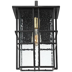 Possini Euro Design Arley Modern Outdoor Wall Light Fixture Black Geometric Frame 16" Seedy Glass for Exterior Barn Deck House Porch Yard Patio Outside Garage Front Door Garden Home Roof Lawn
