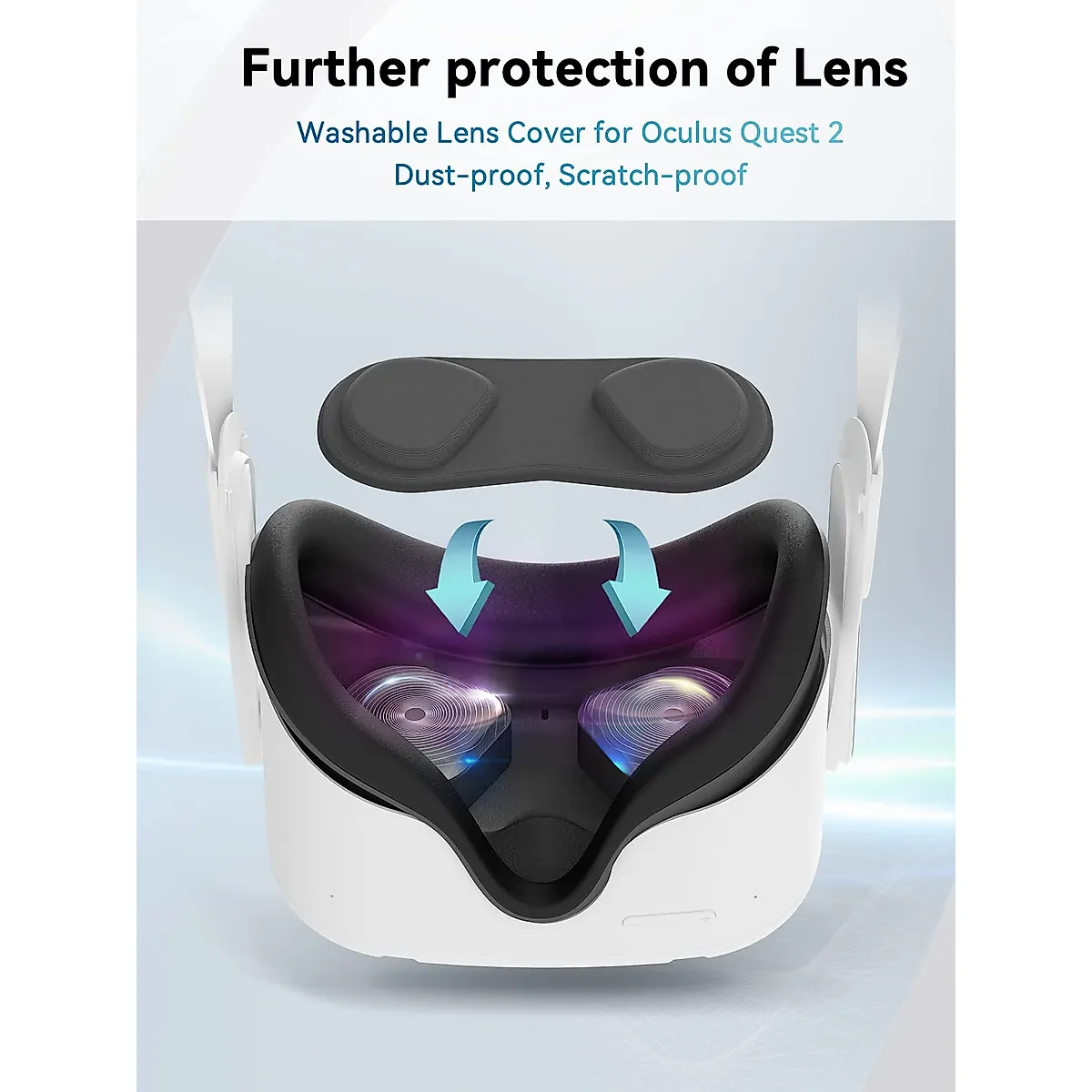 CNBEYOUNG VR Shell and Lens Cover for Quest 2, Front Protective Face Cover Protects Cameras and All Ports, Anti Scratch Dust Shock with Heat Dispersion Design