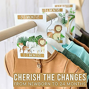 6 Hanger Dividers Baby Closet Size Dividers - Safari Baby Closet Dividers, Baby Closet Organizer For Nursery Organization, Baby Essentials For Newborn Essentials, Nursery Closet Dividers Girl or Boy