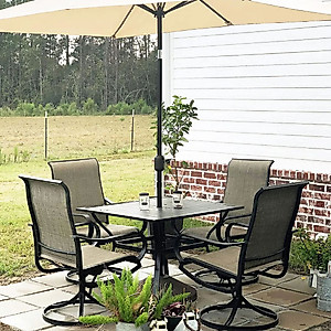 PHI VILLA Outdoor Patio Dining Set for 4, 5 Piece Patio Table Chairs Set Clearance with 4 Swivel Chairs & 1 Metal Table, All Weather Patio Dining Furniture Set for Deck Lawn & Garden