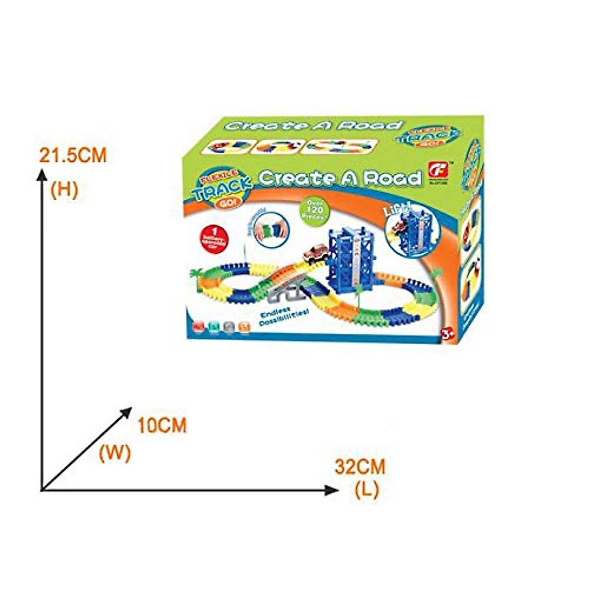 Race Car Track Flexible with Lift Create Your Own Track 120 Pcs. +3 by Mundo Toys