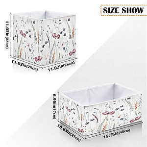 Kigai Wildflower Cube Storage Bins - 11x11x11 In Large Foldable Storage Basket Fabric Storage Baskes Organizer for Toys, Books, Shelves, Closet, Home Decor