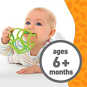 OgoBolli Grippi Baby Bottle Holder and Sensory Teether Toy for Babies - for 2.4"-3" Wide Bottles - Made from Safe, Stretchy Silicone, Non-Toxic, PVC, BPA and Phthalate Free - Ages 6+ Months - Blue