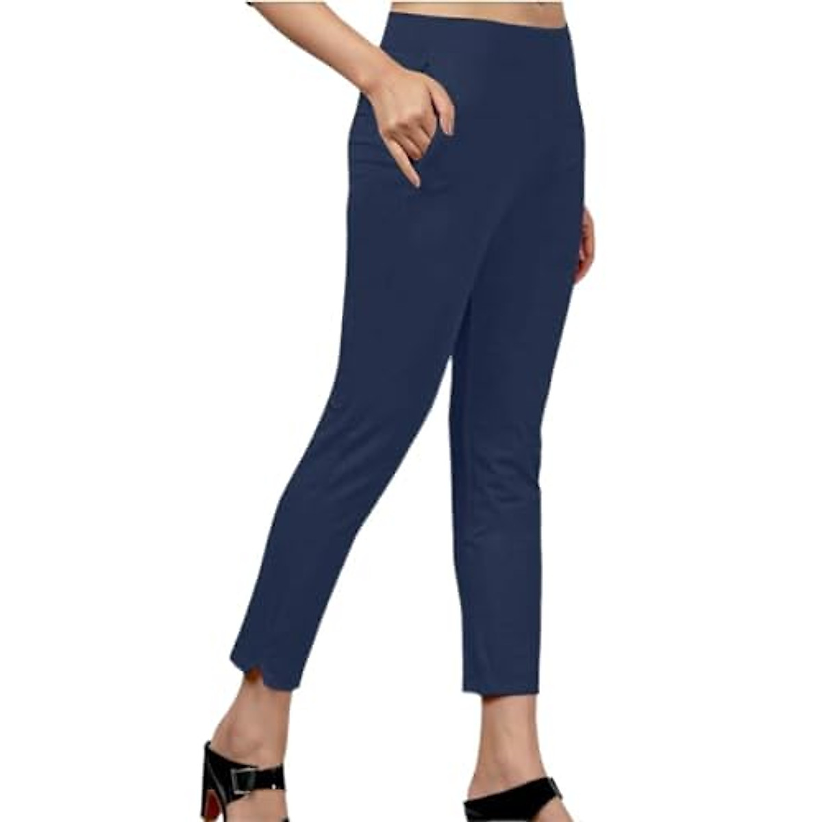 Jashtex Ladies 4way Hoisery Pant with Side Pocket for All Wear (Medium, Grey)