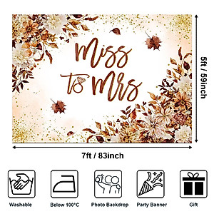 Avezano Miss to Mrs Backdrop Floral Fall Bridal Shower Backdrop Bride to Be Engagement Party Decorations Photography Background Wedding Banner Photo Booth Prop (7x5ft, 82x59inch)