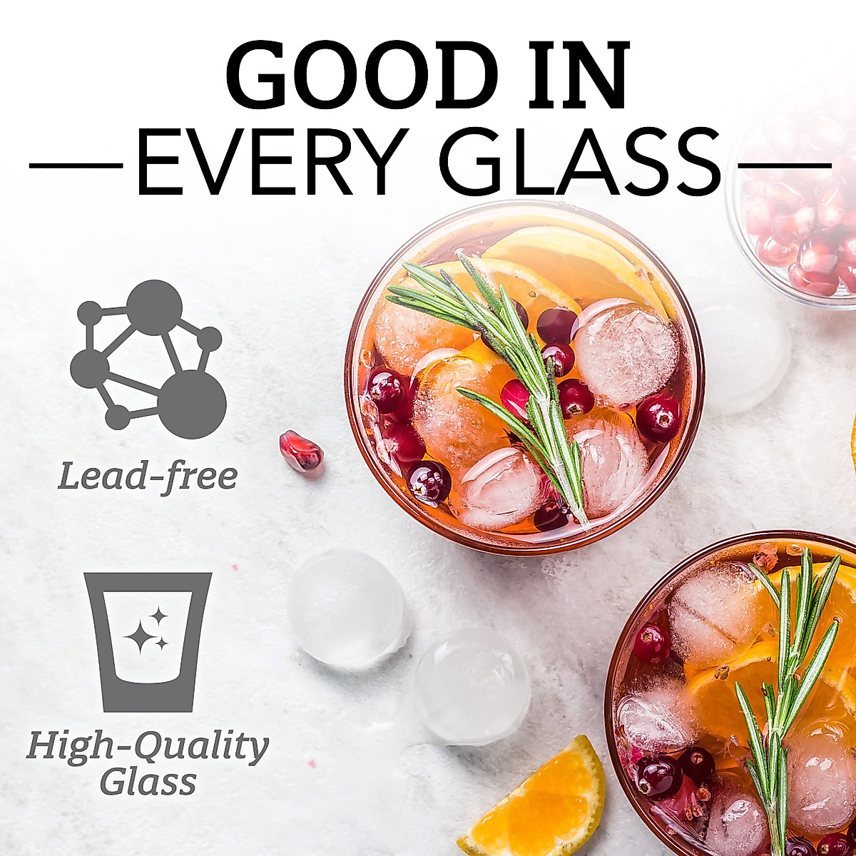 Bormioli Rocco 6-Pack YPSILON Cocktail Glasses set - 8.5 Ounce, Bar Glass, Stemless Martini Glasses for All Alcoholic Beverages like Margarita, Manhattans, Bourbon, Vodka, Gin, Lead-Free Whiskey Glass