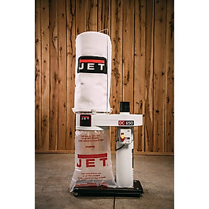 JET Dust Collector, 650 Series, 30-Micron Bag Filter, 1 HP, 115/230V 1Ph (Model DC-650BK)