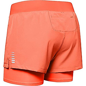 Under Armour Qualifier Speedpocket 2-in-1 Short, Coral Dust (642)/Reflective, X-Small