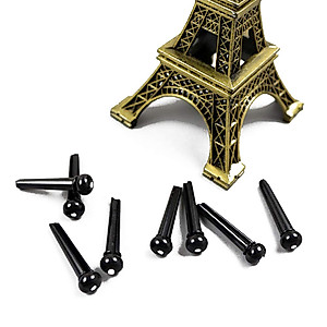 Plastic Acoustic Guitar Bridge Pins Pegs-6pcs with 1pc Bridge Pin Puller Remover Guitar Parts Replacement Tool-Black