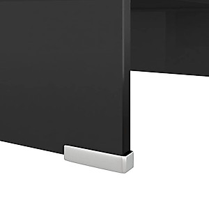 SKM TV Stand TV Stand/Monitor Riser Glass Black 15.7"x9.8"x4.3"
