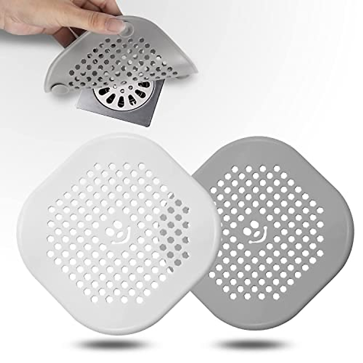 2 Pack Drain Hair Catcher Silicone Bathroom Accessories Shower Drain Protector Sink Drain Strainer Hair Stopper for Shower Kitchen Bathroom Tub Grey