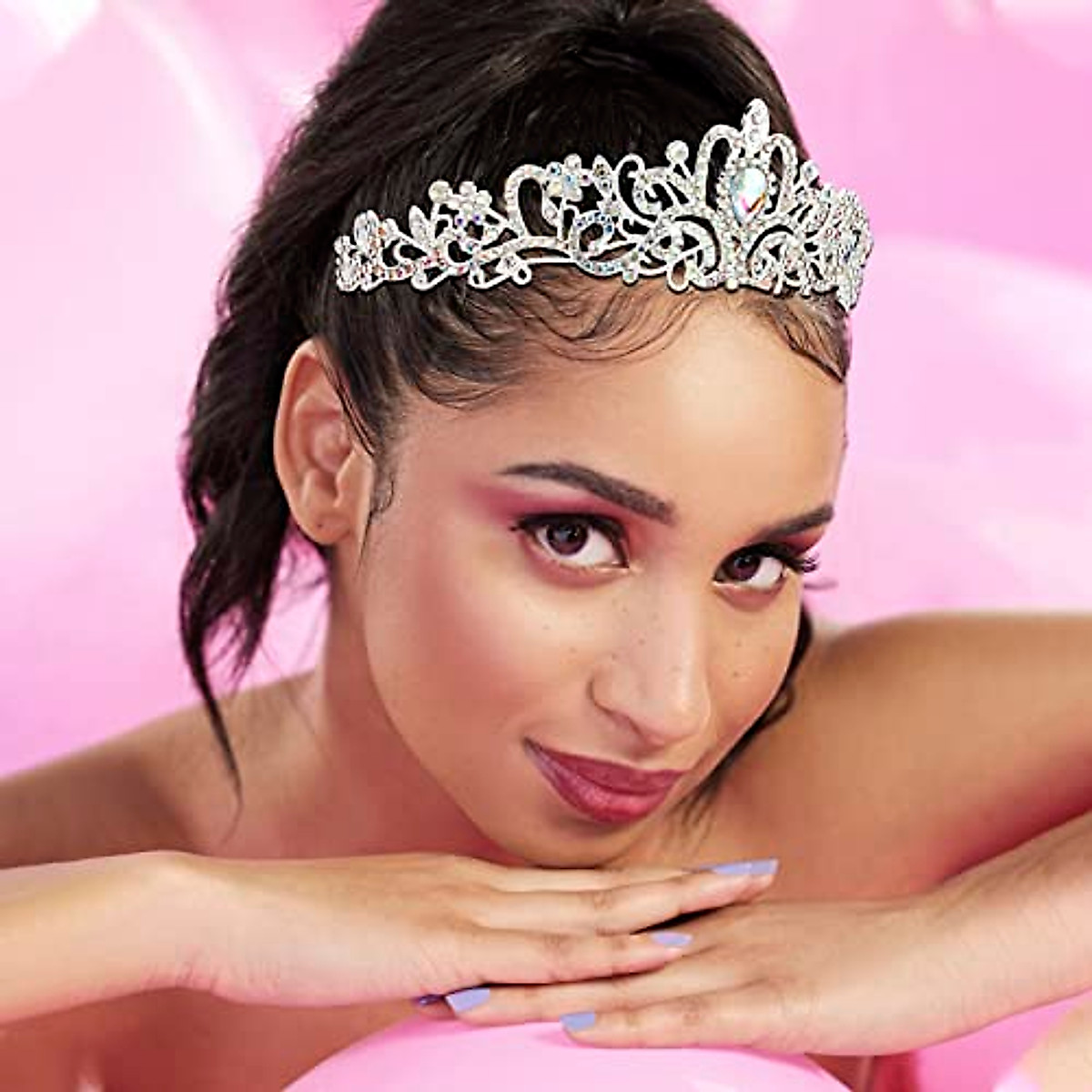 CIEHER AB Rhinestones Tiara Crowns for Women Girls Princess Crown Tiaras for Women Bridal Wedding Prom Quinceanera Birthday Crown Christmas Crown Gifts Hair Accessories for Women Girls