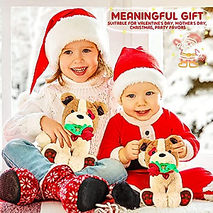 Chalyna 10 Inches Dog Plush Toy with Rose Valentine's Day Stuffed Animal with Heart Rose for Girlfriend, for Valentines Party Favor Mother's Day Birthday Festival Occasion