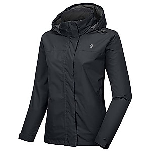 Little Donkey Andy Women’s Lightweight Waterproof Rain Jacket Outdoor Windbreaker Rain Coat Shell for Hiking, Travel Black XS