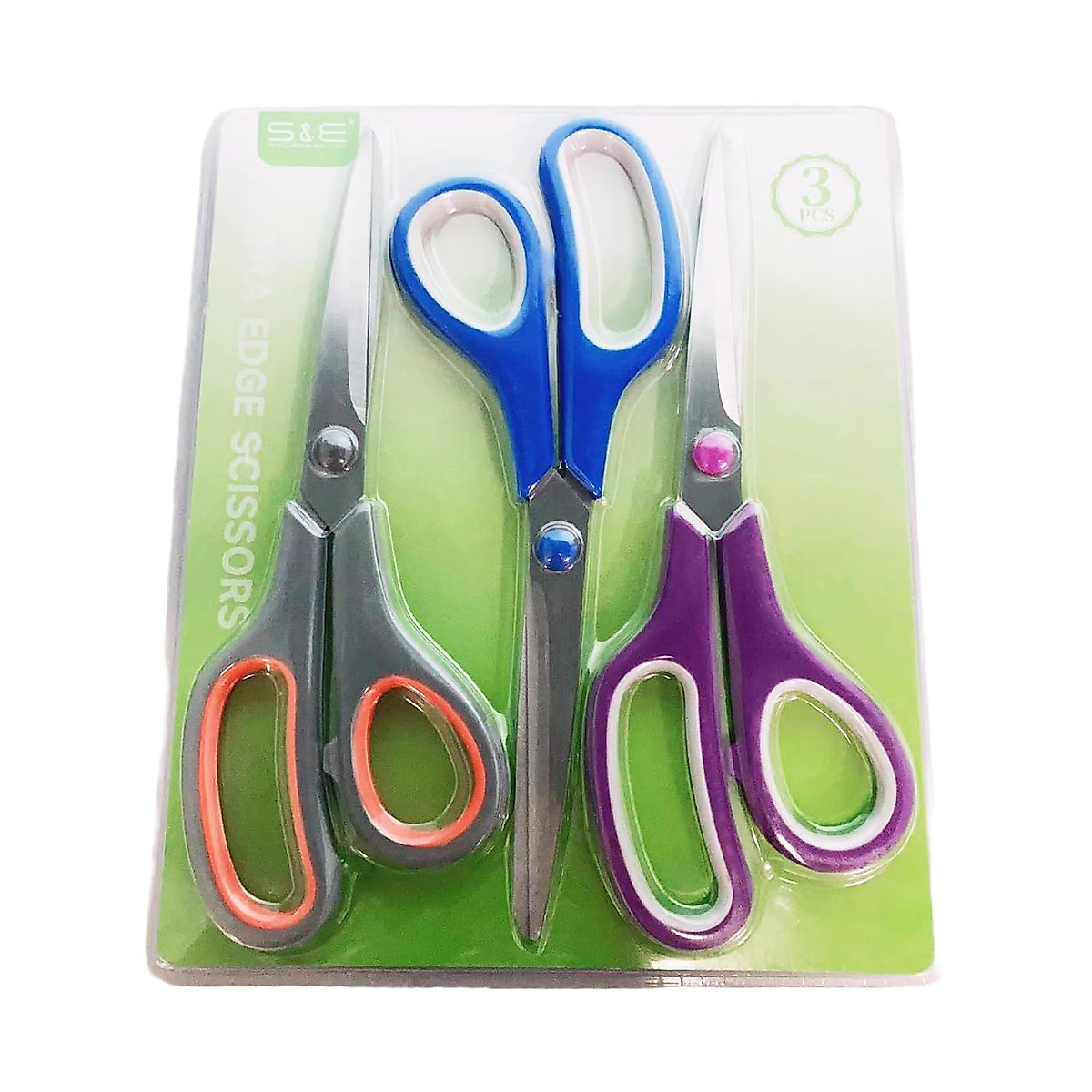 S & E TEACHER'S EDITION Scissors 3 Bulk Pack, 8.5 Inch Ultra Sharp Blade Shears, Comfort-Grip Professional All Purpose Scissors, for Office Sewing Fabric Home Craft School Supplies DIY