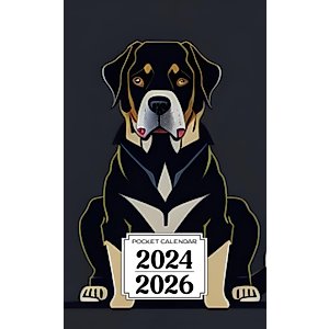 Pocket Calendar 2024-2026: Two-Year Monthly Planner for Purse , 36 Months from January 2024 to December 2026 | Geometric shapes | Rottweiler dog artwork