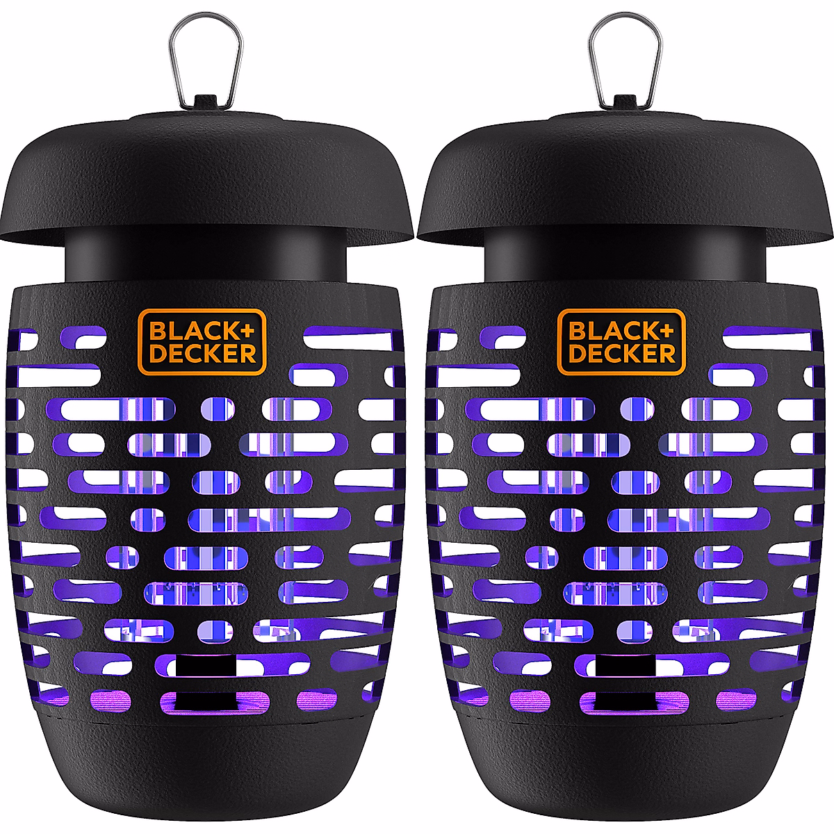BLACK+DECKER Bug Zapper Electric Lantern with Insect Tray, Cleaning Brush, Light Bulb & Waterproof Design for Indoor & Outdoor Flies, Gnats & Mosquitoes Up to 625 Square Feet- 2 Pack