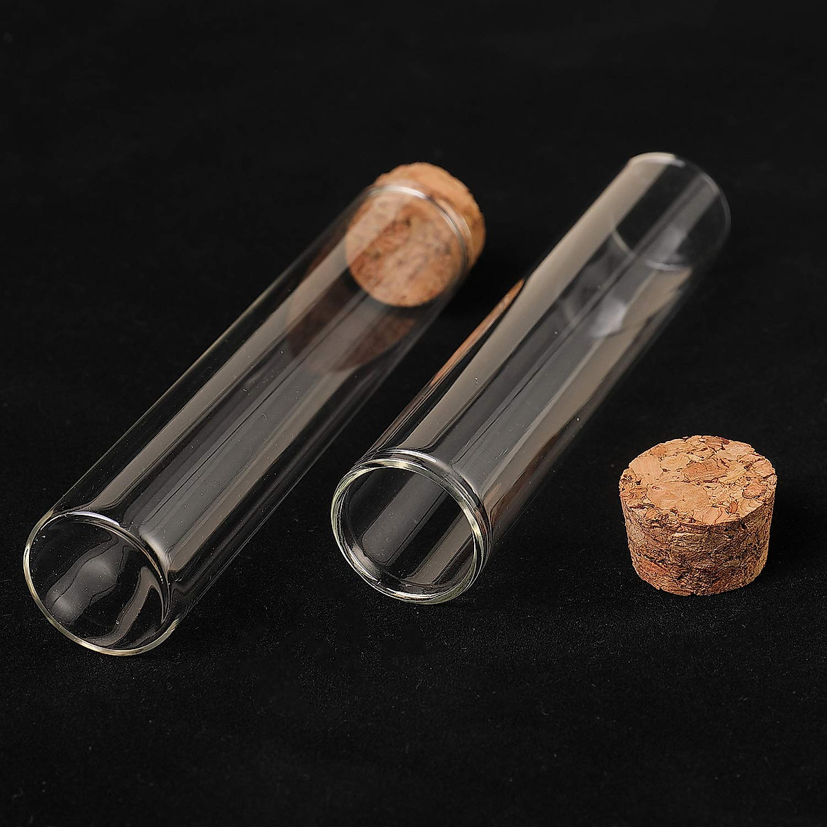 JODIO Glass Test Tubes,18PCS 60ml Clear Flat Test Tubes with Corks Stopper,for Scientific Experiments, Party Decorations, Candy Storage,as Bath Salt Containers(25x150mm)