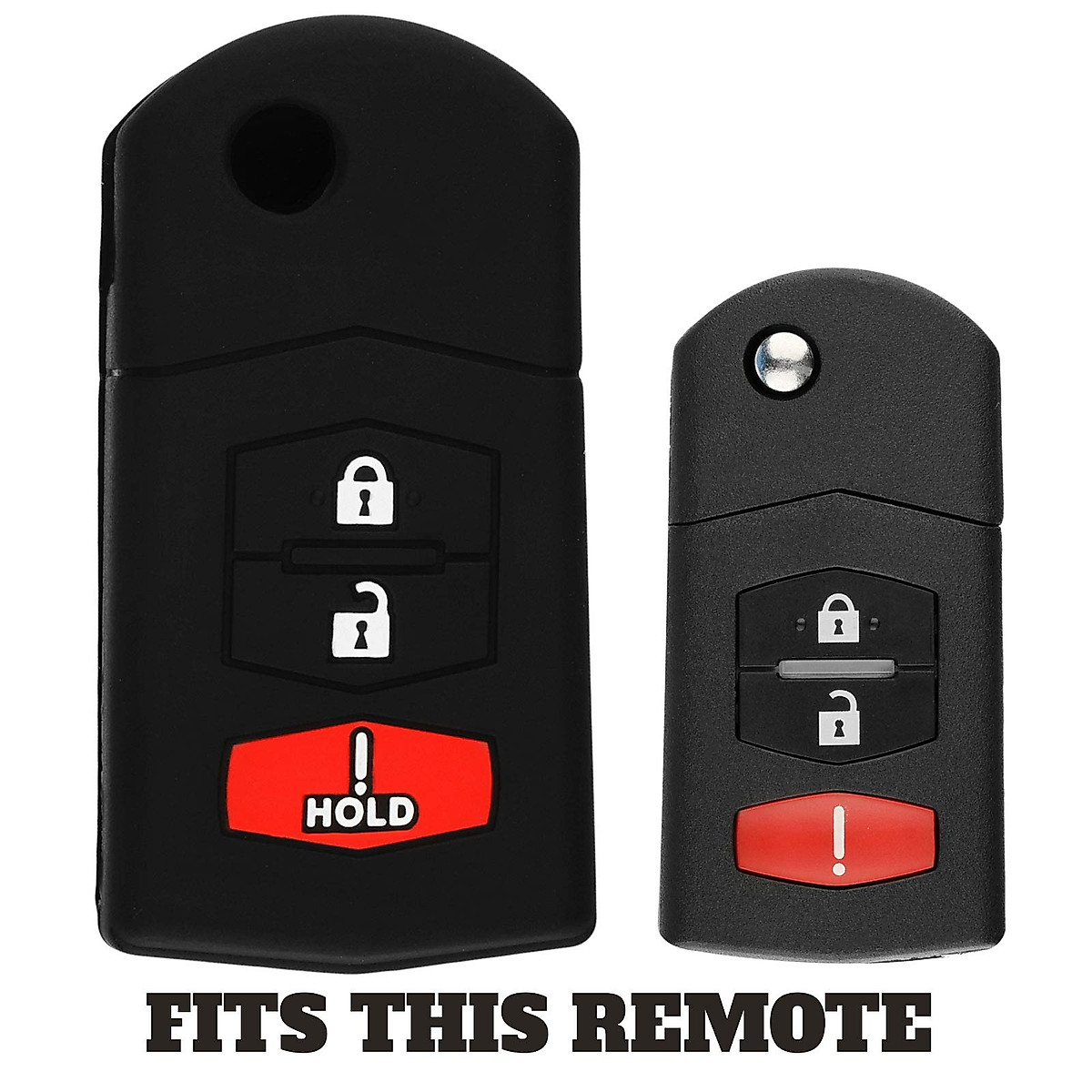 KeyGuardz Keyless Remote Car Flip Key Fob Outer Shell Cover Soft Rubber Case for Mazda CX-5 CX-7 CX-9 MX-5 MPV RX-8