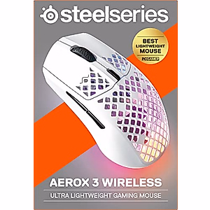 SteelSeries Aerox 3 Wireless - Super Light Gaming Mouse - 18,000 CPI TrueMove Air Optical Sensor - Ultra-lightweight 68g Water Resistant Design - 200 Hour Battery Life – Snow