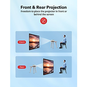 Projector Screen, HYZ 120 inch Portable Projector Screen Indoor Outdoor Projection Screen 16:9 4K HD Wrinkle-Free Foldable Movie Screen for Backyard, Double Sided Projection for Home Theater