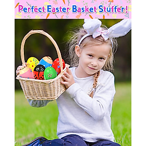 6 Pack Wooden Percussion Musical Shaker Prefilled Easter Eggs with Toys Inside Filled, Toddlers Easter Basket Stuffers Egg Fillers Montessori Toys Gifts for Kids Boys Girls Babies