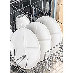 Sweese Portion Control Plates Set of 2, 9 Inch Divided Plates for Adults, Porcelain Dinner Diet Plates for Balanced Meal Building and Weight Loss- White 173.201