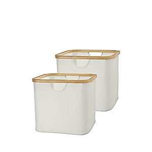 CLOSET COMPLETE 2 pack folding cube organizer with real bamboo rim (Beige)