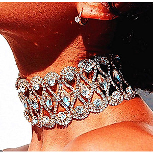 CanB Rhinestone Necklace Choker Adjustable Crystal Collar Wedding Bridal Choker Sparkly Neck Jewerly Accessories for Women and Girls (Silver)