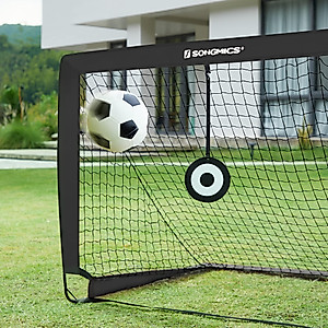 SONGMIC Portable Soccer Goal, 4x3 ft Folding Kids Soccer Net with Target and Training Cones, for Backyard, Park, Garden, Beach, Quick Assembly, Black USZQ421B01