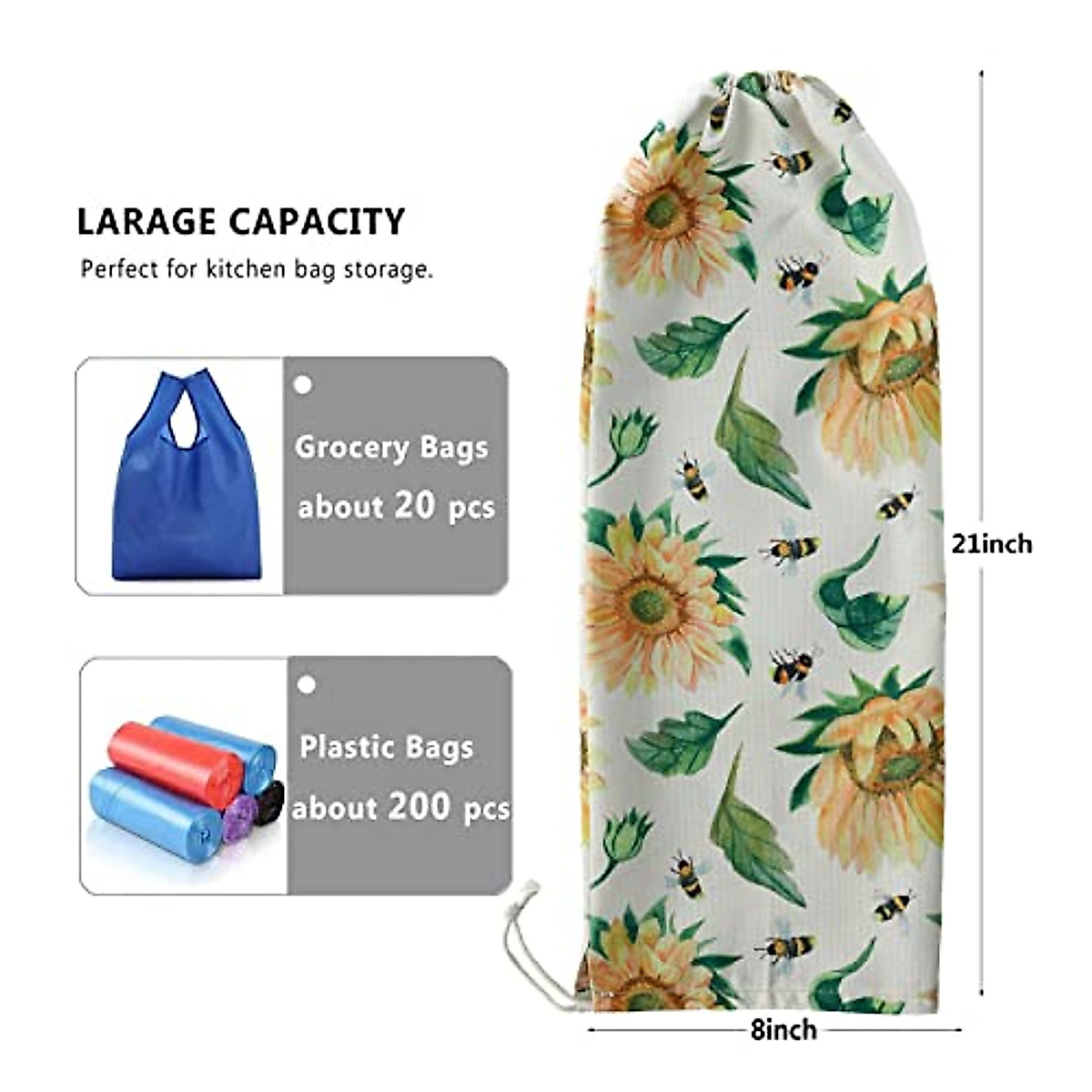 Plastic Bag Holder Trash Bags Organizer 2Pcs, Wall Mount Grocery Garbage Bag Storage Carrier Dispenser for Home Kitchen Decor