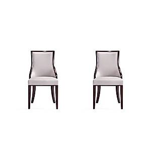 Manhattan Comfort Grand Faux Leather Dining Chairs, Set of 2, Light Grey