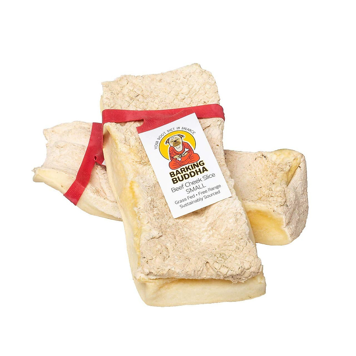 Barking Buddha Beef Cheek Slices - Extra Thick - All Natural - No Additives Gluten Free - Premium Dog Chews | Small 5" - 6" | 30 Pack