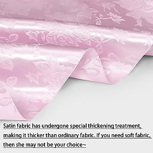 MaiMaiSuan 60" Wide Pink Satin Floral Jacquard Fabric Shiny Silky Satin Fabric by The Yard for Table Runner，Napkins，Wedding，Dress，Bedding Sheet,DIY Crafts，1 Yard