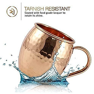 BOLD & DIVINE Authentic Moscow Mule Copper Mugs | Solid 100% Copper Cups Set w/ 4 Straws, 1 Shot Glass, 1 Spoon | Set of 4 (16oz)