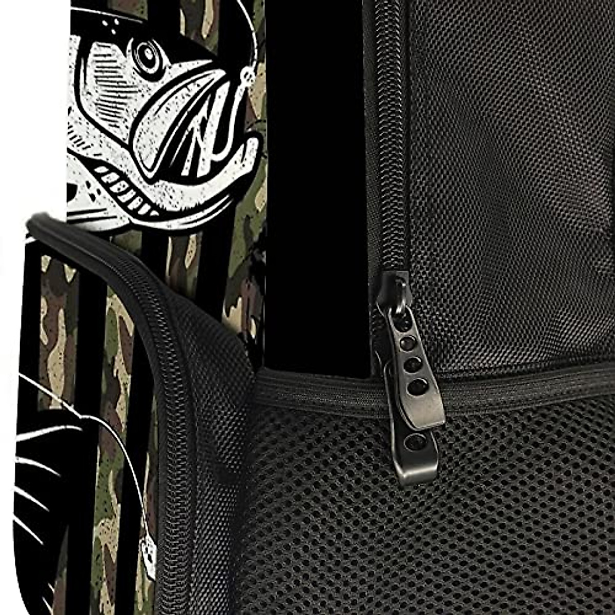 American Flag Camouflage Bass Fishing Printed School Bag Funny Patterned Bookbags For Teenage 16 Inch Shoulder Backpack