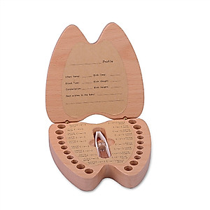Artinova Baby Teeth Keepsake Box Wooden Box Tooth Shaped Box for Boys Girls, ARTA-0060