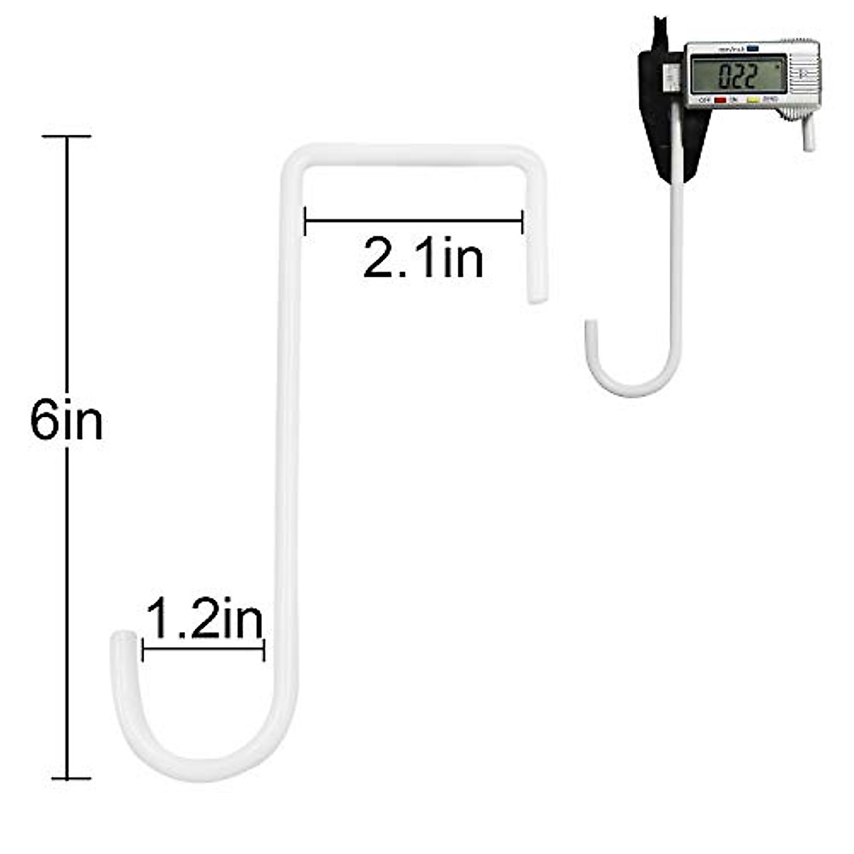 HiGift 8 Pack Vinyl Fence Hooks, 2 x 6 inch Patio Hangers White Powder Coated Steel Fence Hangers for Hanging Plants, Planters, Bird Feeders, Lights, Pool Tools