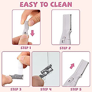 2 Pieces Electric Eyebrow Trimmer Women Precision Face Razors Mini Shaver Battery Operated Small Facial Hair Remover with Comb Personal Epilator for Face Neck Fuzz Lips Body Arms Leg (Pink, Black)