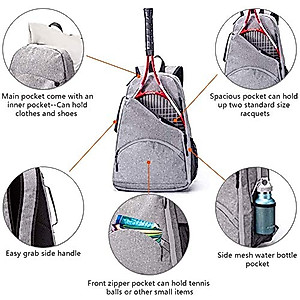 QCWN 2 Raquet Tennis Bag,Tennis Bags For Men Women,Tennis Backpack,Durable Tennis Bookbag,Tennis Pickleball Bag,Tennis Bag Waterproof,Raquet Carrier for Balls, Pickleball Paddles, Badminton Rackets