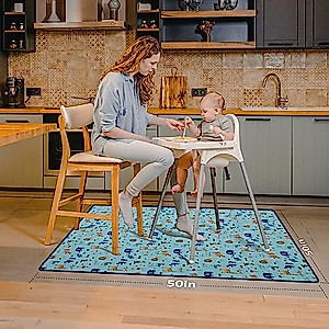2-Pack Baby Splat Mat for Under High Chair,50” x 50” ASKIZ Splash Mat, Waterproof and Washable Spill Mat for Kids, Anti-Slip Floor Square Playtime Mats for Under Toddler Table