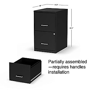 STAPLES 2806262 2-Drawer Vertical File Cabinet Locking Letter Black 18-Inch D (52149)