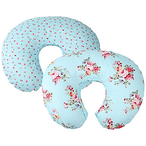Knlpruhk Floral Nursing Pillow Cover Set 2 Pack Jersey Knit Soft Hypoallergenic Slipcovers for Breastfeeding Moms Baby Girl Boy Fits On Infant Nursing Pillow