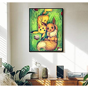 ACANDYL Pokemon DIY Painting for Kids Adults DIY Canvas Acrylic Arts Craft for Home Wall Decoration Paint by Number Pikachu 16x20 in