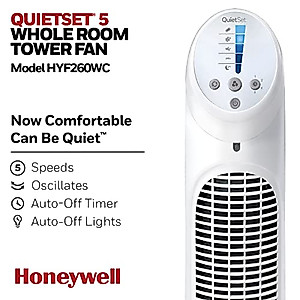 Honeywell QuietSet Tower Fan 5 Speed - White