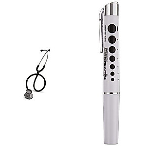 3M Littmann Lightweight II S.E. Stethoscope, Black Tube, 28 inch, 2450 and Primacare DL-9325 Reusable LED Penlight with Pupil Gauge bundle