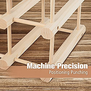 36 Bottle Wooden Wine Rack for Wine Cellar, 34” x 9.5” x 17.5” 4-Tier Large Floor Freestanding Modular Wine Bottle Storage Display Shelf Natural Bamboo Wood Construction for Kitchen and Cellar