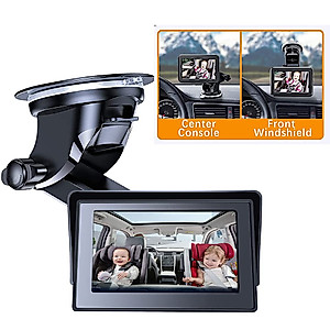 Baby Car Mirror Baby Rear Facing Seat Camera, Baby Car Seat Mirror Camera with Wide Crystal Clear View Monitor, Great Night Vision, Adjustable Sucker Bracket, Easily Observe The Baby's Move