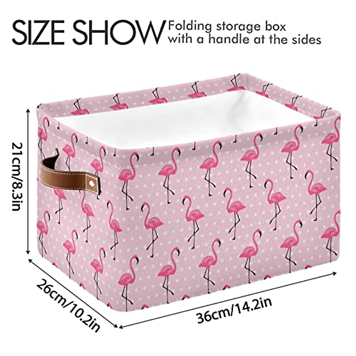 xigua Flamingo Storage Basket Storage Bin Organizer Basket, Foldable Rectangular Storage Box with Handles for Home Office